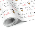 Fa la la la Latte Christmas Coffee Illustration Wrapping Paper | Zazzle