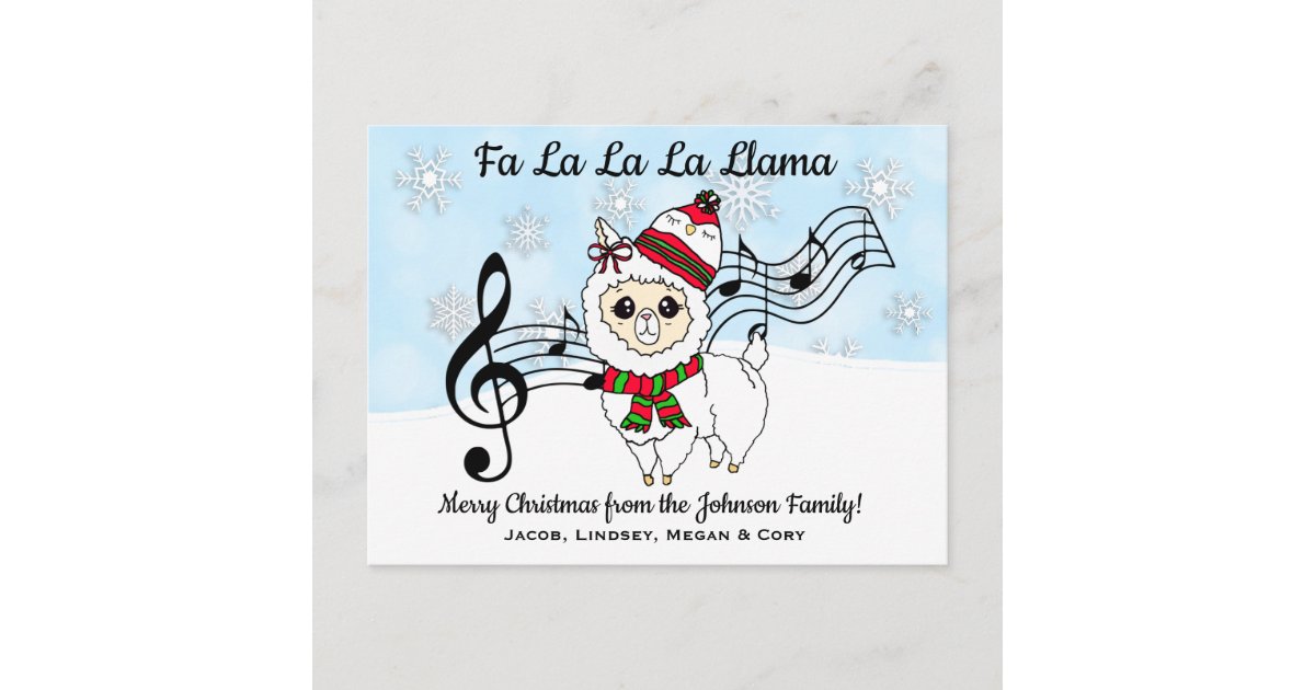 Fa La La La LLama Personalized Christmas Postcard | Zazzle