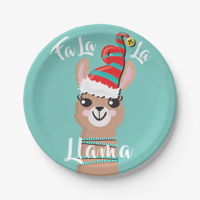 fa la la llama Christmas Holiday paper plates | Zazzle