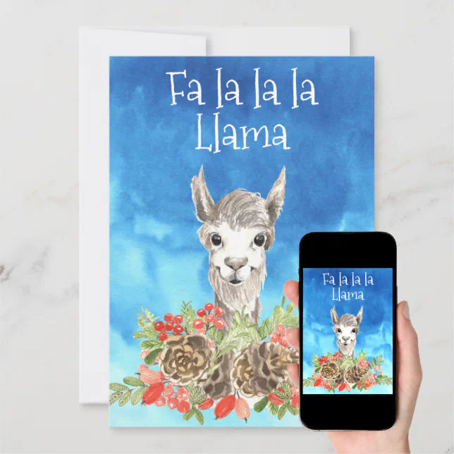 Fa La La Llama Cute Christmas Holiday Card | Zazzle