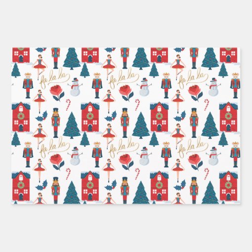 Fa La Nutcracker Christmas Family Photo Snow Globe Wrapping Paper ...