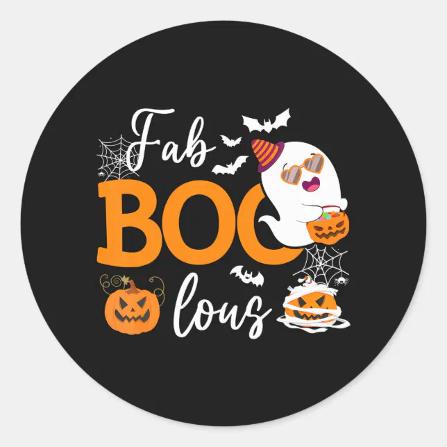 Fab Boo Lous Cute Ghost Halloween Classic Round Sticker | Zazzle