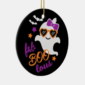 Fab Boo Lous Halloween Ghost Cute Ceramic Ornament | Zazzle