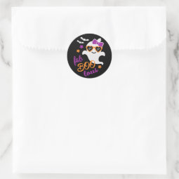 Fab Boo Lous Halloween Ghost Cute Modern Classic Round Sticker | Zazzle