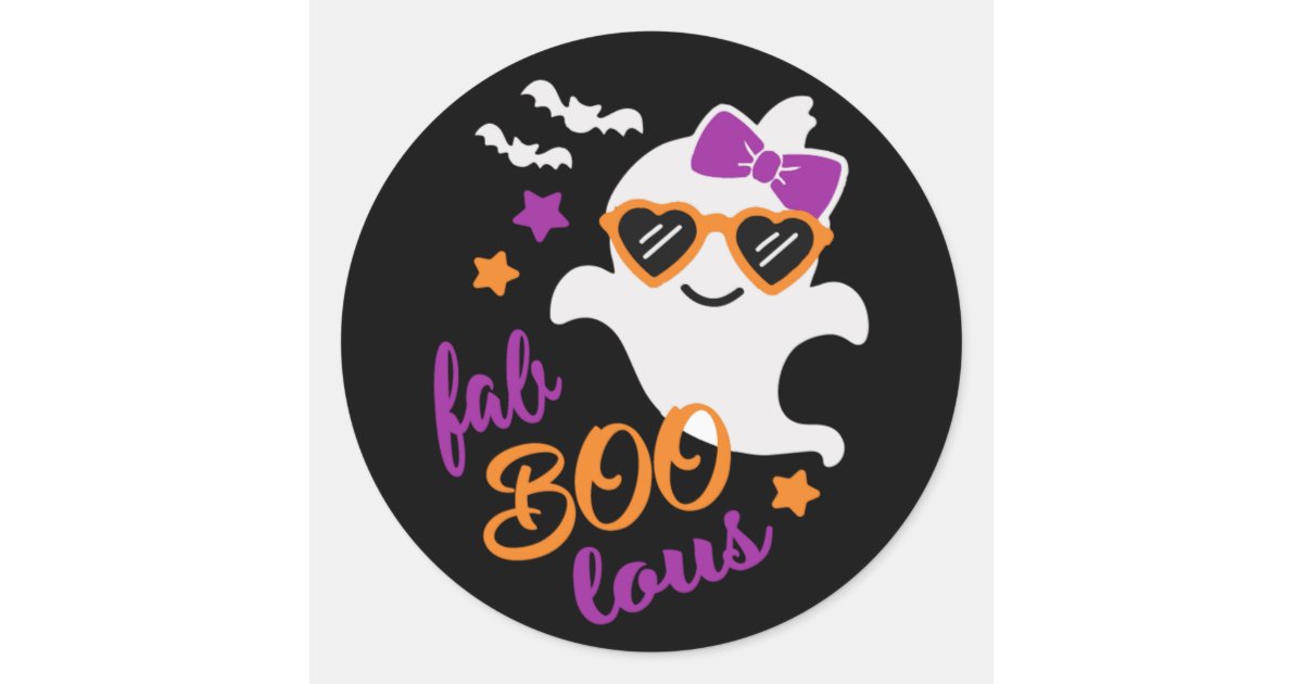 Fab Boo Lous Halloween Ghost Cute Modern Classic Round Sticker | Zazzle
