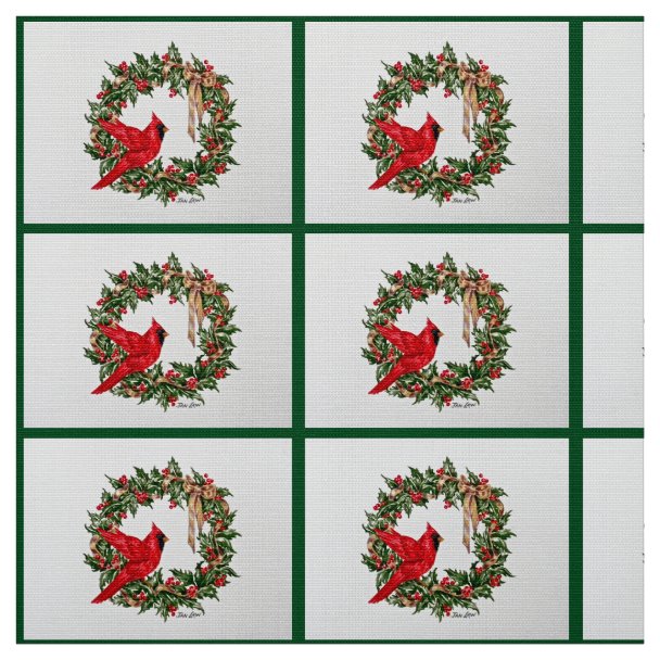 Cute Cardinal Christmas Fabric | Zazzle.com