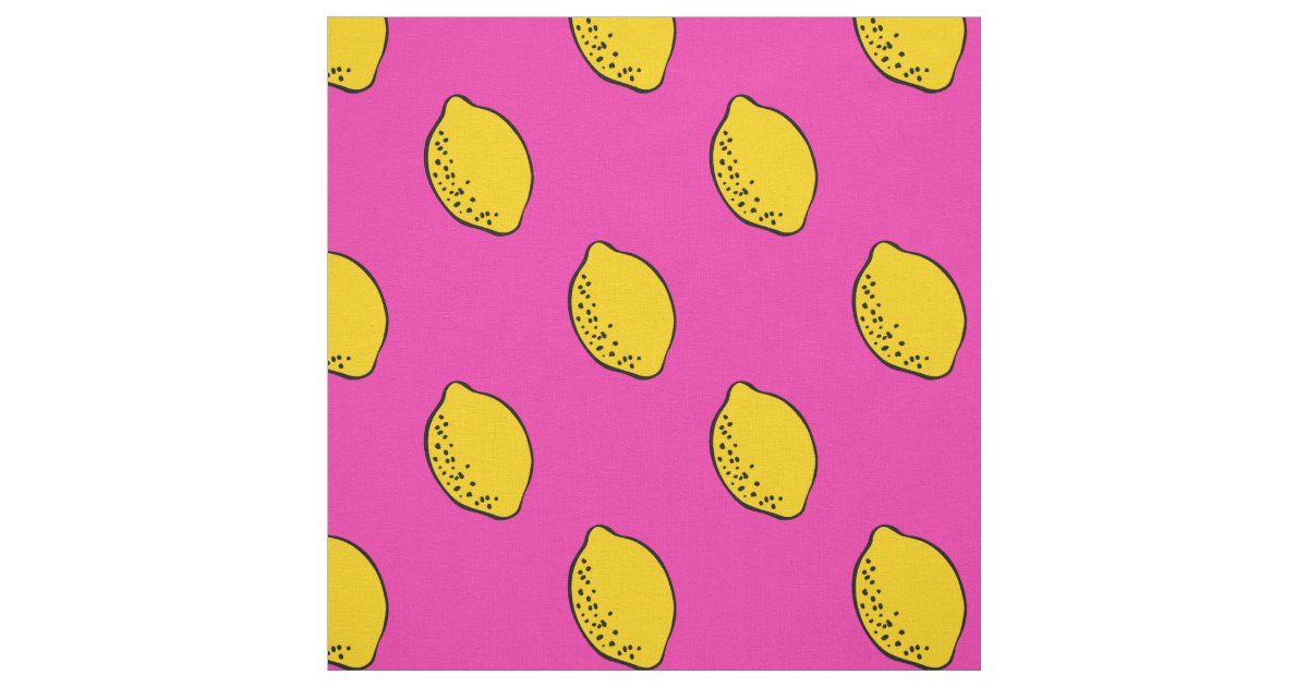 Fabric: Hot Pink & Yellow Lemon Print Fabric | Zazzle