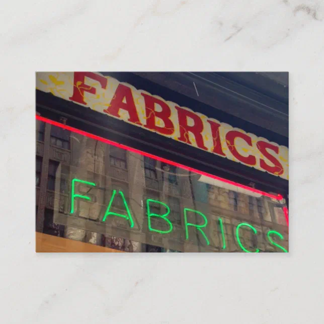 Fabric Store Neon Sign Costume Fashion Designer Business Card | Zazzle