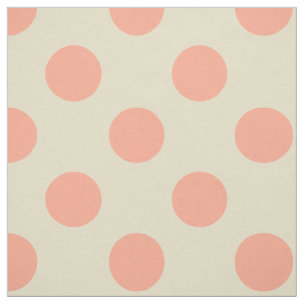 White and Coral Pink Polka Dot Pattern Fabric | Zazzle