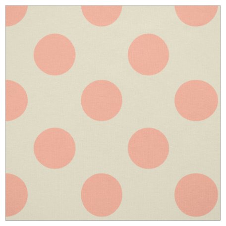 White and Coral Pink Polka Dot Pattern Fabric | Zazzle