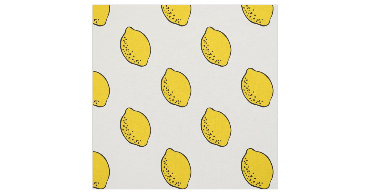 Fabric: White & Yellow Lemon Print Fabric | Zazzle