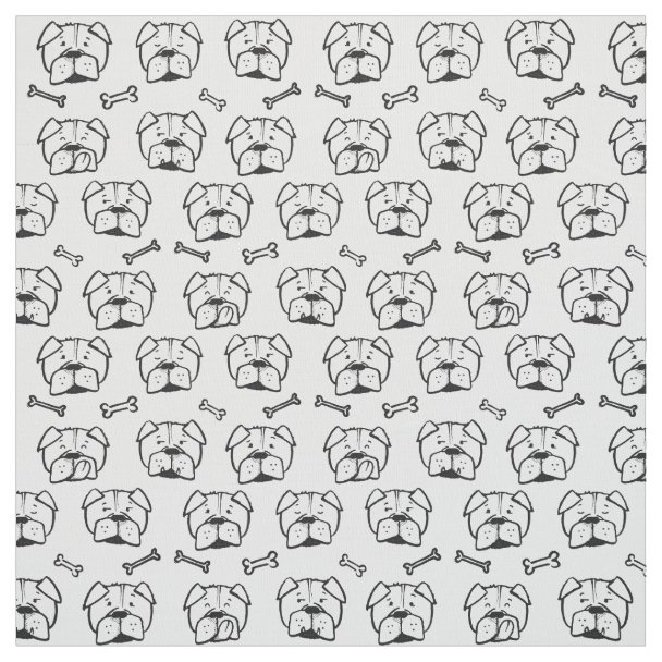 English Bulldogs dogs footballs sport pattern Fabric | Zazzle