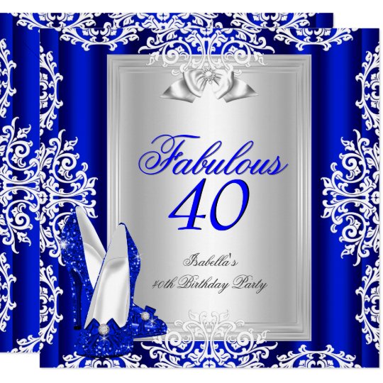 Fabulous 40 40th Birthday Party Royal Blue Shoes Invitation | Zazzle.com