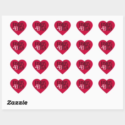 Fabulous 40 black white red Heart Sticker | Zazzle