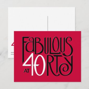 Fabulous 40 black white red Postcard | Zazzle