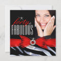 Fabulous 40 Photo Red Zebra Black White Birthday Invitation | Zazzle