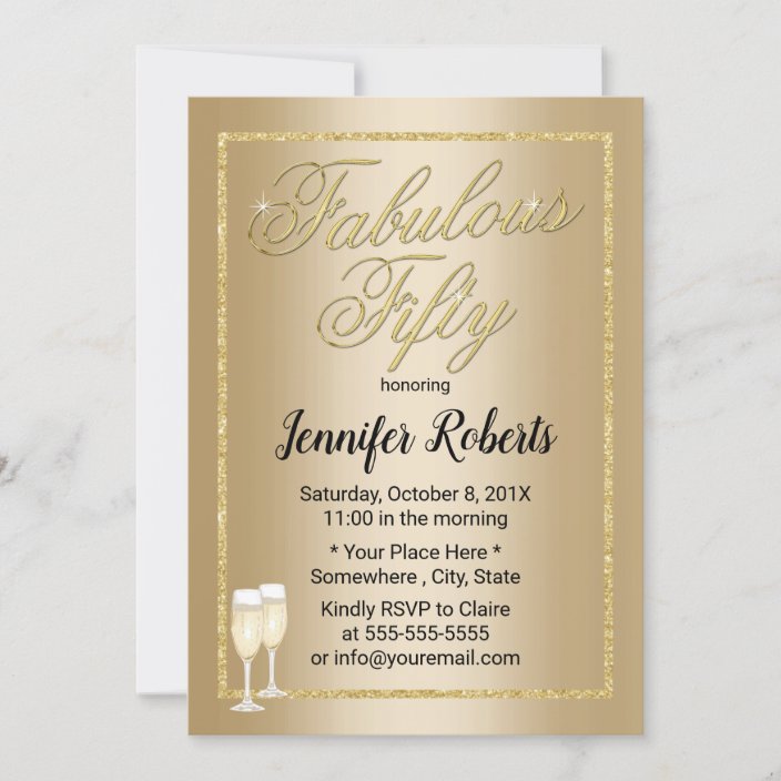 Fabulous 50 Modern Gold Calligraphy Fifty Birthday Invitation | Zazzle.com
