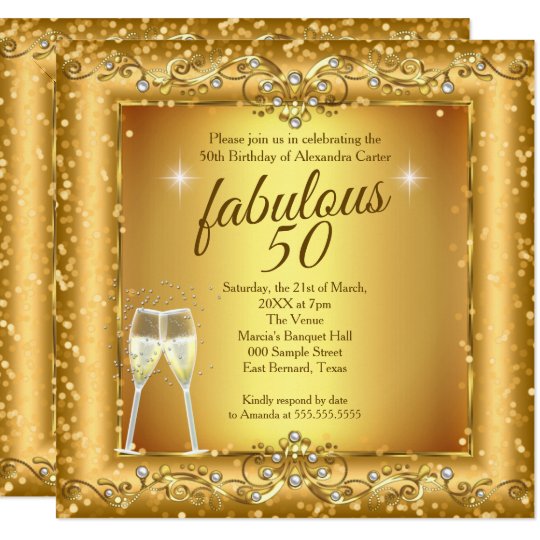 Fabulous 50th sparkle Gold champagne Party Photo Invitation | Zazzle.com
