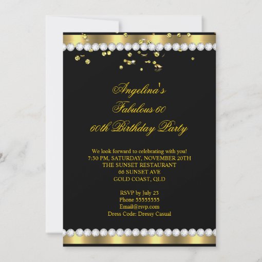 Fabulous 60 Gold Silver Streamers 60th Party Invitation | Zazzle
