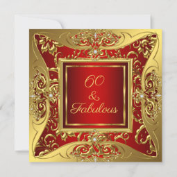 Fabulous 60 Red Gold Floral Birthday Party Invitation | Zazzle
