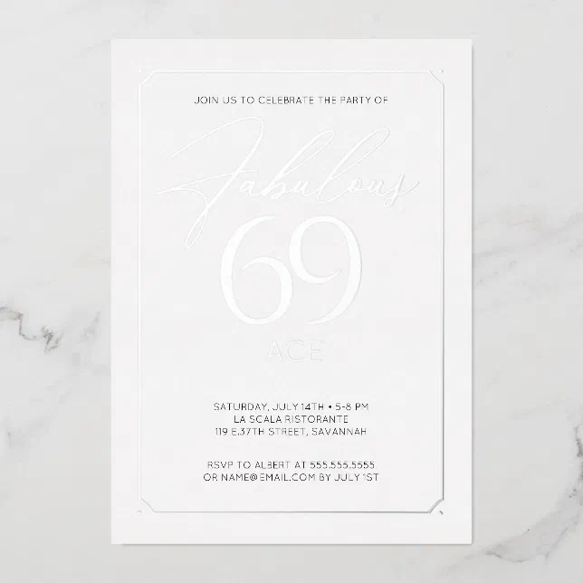 Fabulous 69 Elegant 69th Birthday Foil Invitation | Zazzle