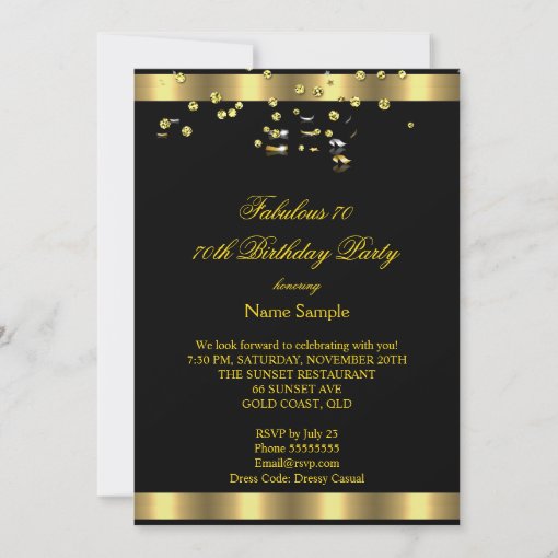 Fabulous 70 Gold Silver Streamers 70th Birthday B Invitation Zazzle
