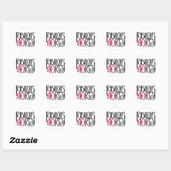 Fabulous at 40 red classic round sticker | Zazzle