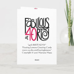 Fabulous at Forty Card | Zazzle