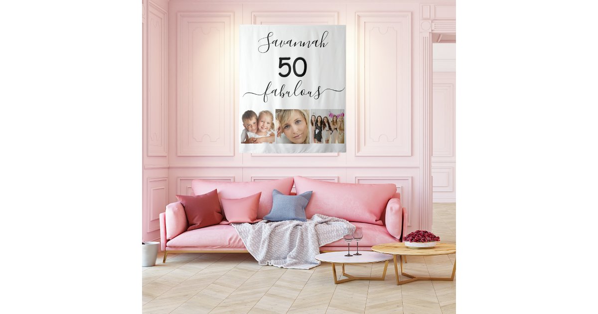 Fabulous birthday custom photo surprise party tapestry | Zazzle