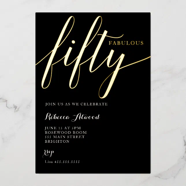Fabulous Fifty BIrthday Foil Invitation | Zazzle
