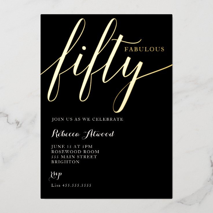 Fabulous Fifty BIrthday Foil Invitation | Zazzle