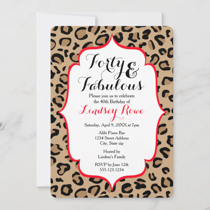 Fabulous Forty Leopard Print Invitation | Zazzle