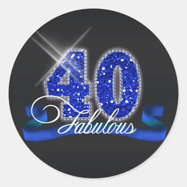 Fabulous Forty Sparkle ID191 Classic Round Sticker | Zazzle