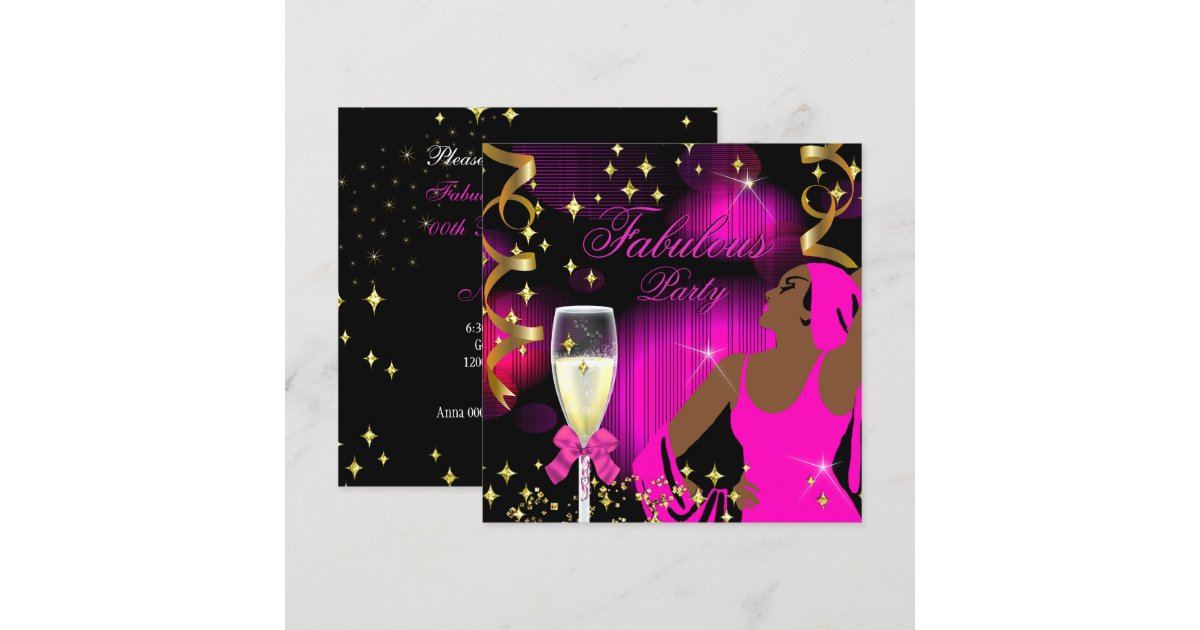 Fabulous Hot Pink Glitter Diva Birthday Invitation | Zazzle