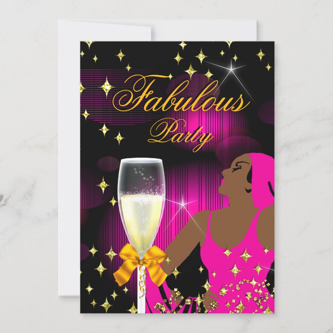 Fabulous Hot Pink Glitter Diva Birthday Party Invitation | Zazzle