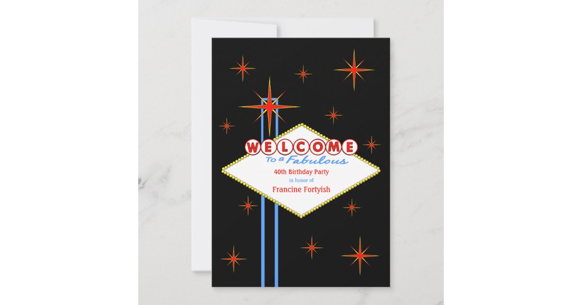 Fabulous Las Vegas Sign Birthday Party Invitation | Zazzle