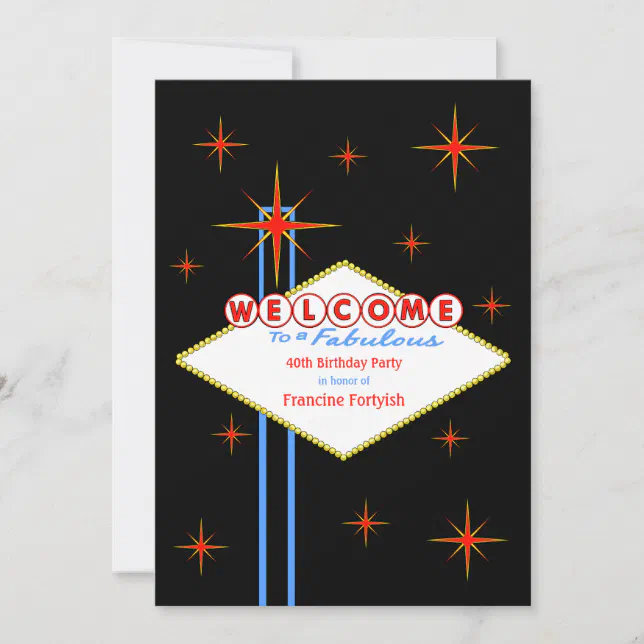 Fabulous Las Vegas Sign Birthday Party Invitation | Zazzle