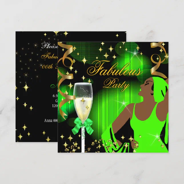 Fabulous Lime Green Glitter Diva Birthday Invitation | Zazzle