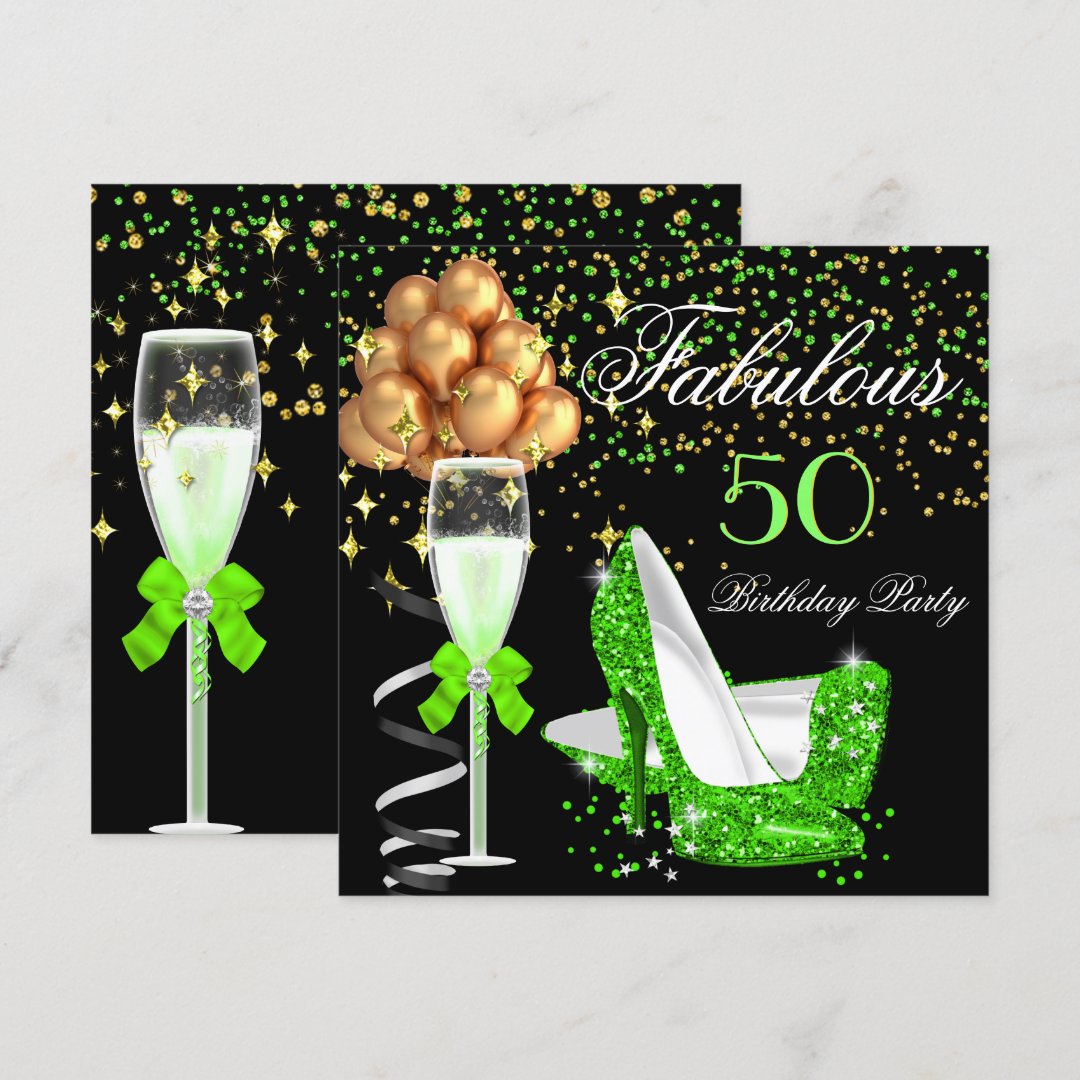 Fabulous Lime Heels Gold Black Birthday Party Invitation | Zazzle