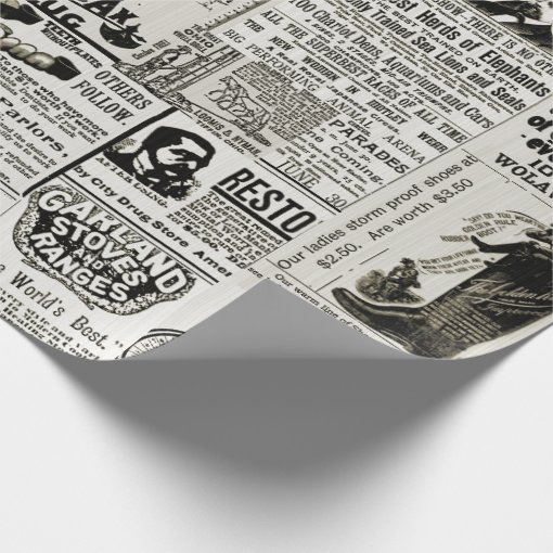 Fabulous Sepia Victorian Newspaper Ads Funny 1890 Wrapping Paper | Zazzle