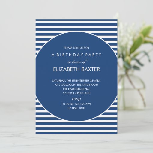 Fabulous Stripes General Party Invitation (Blue) | Zazzle