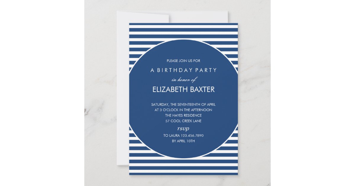 Fabulous Stripes General Party Invitation (Blue) | Zazzle