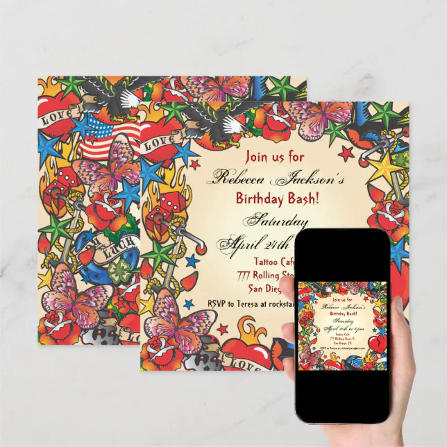 Fabulous Tattoo Party Invitation | Zazzle