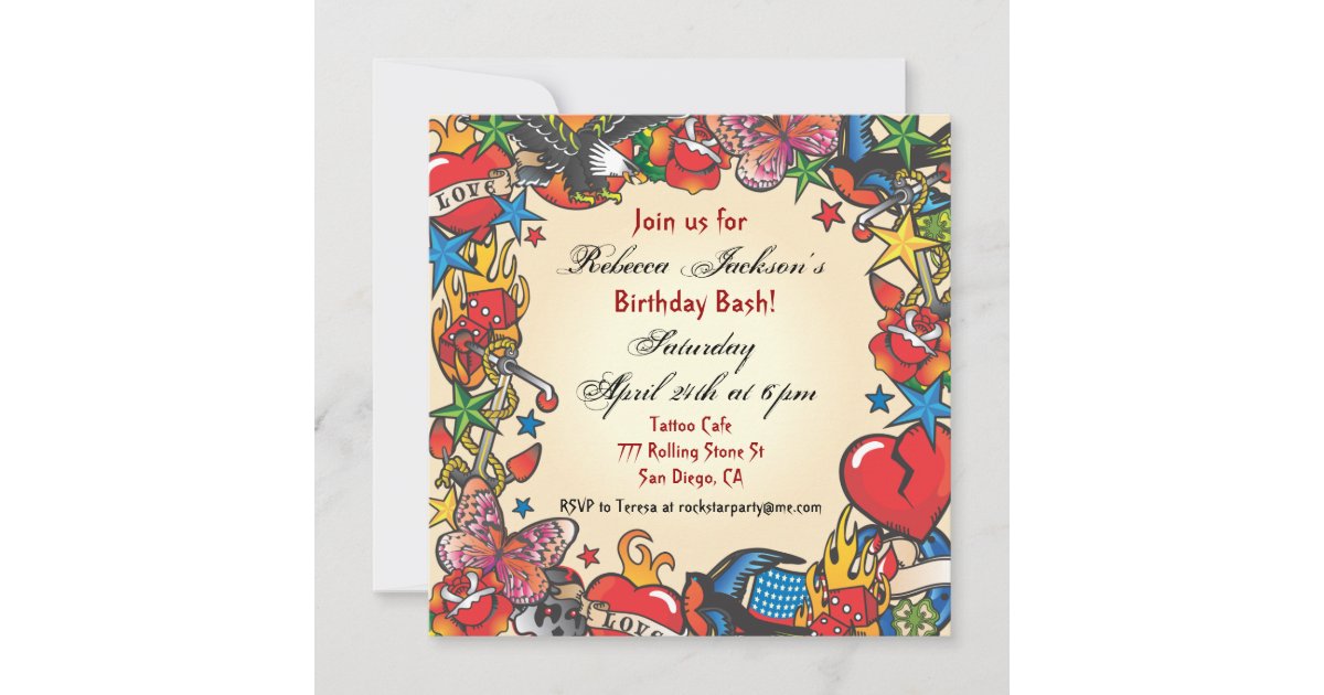 Fabulous Tattoo Party Invitation | Zazzle.com