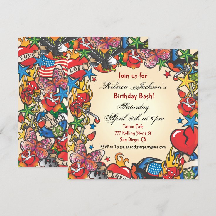 Fabulous Tattoo Party Invitation | Zazzle