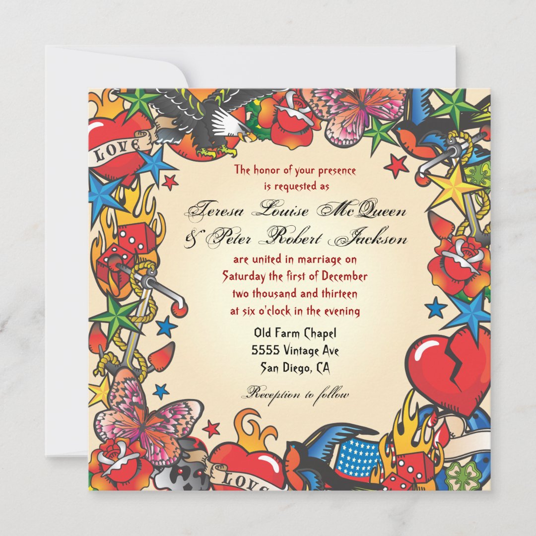 Fabulous Tattoo Wedding Invitations | Zazzle