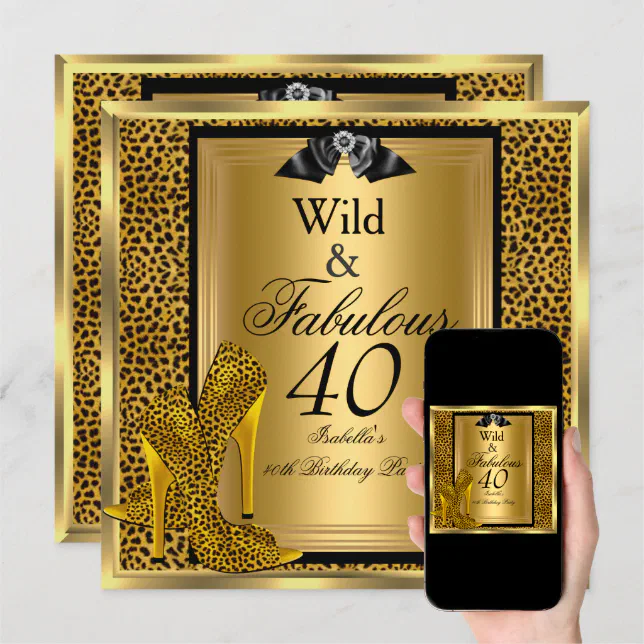 Fabulous Wild 40 40th Birthday Party Gold Leopard Invitation | Zazzle