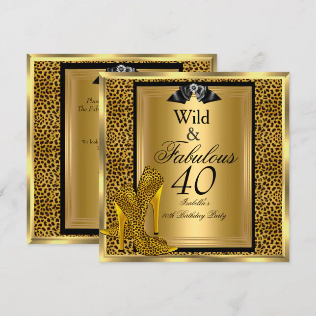 Fabulous Wild 40 40th Birthday Party Gold Leopard Invitation | Zazzle
