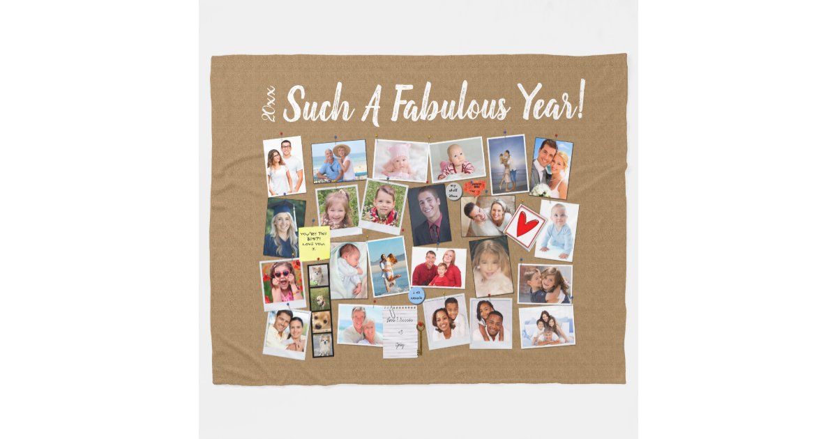 Fabulous Year Make Your Own Photo Cork Board Fleece Blanket | Zazzle