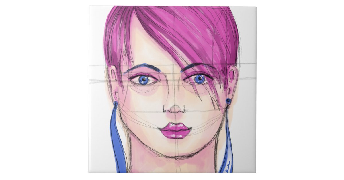 Face 6 ceramic tile | Zazzle